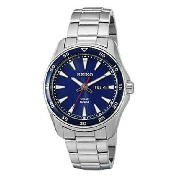 Seiko Men's Solar Blue Dial Stainless Steel Watch | WatchCharts Marketplace
