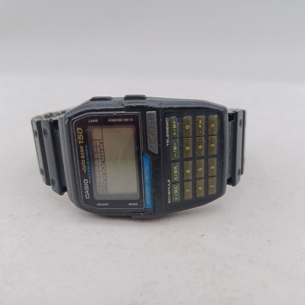 Vintage CASIO DATA BANK 150 DBC-150 digital calculator Watch for PARTS ...