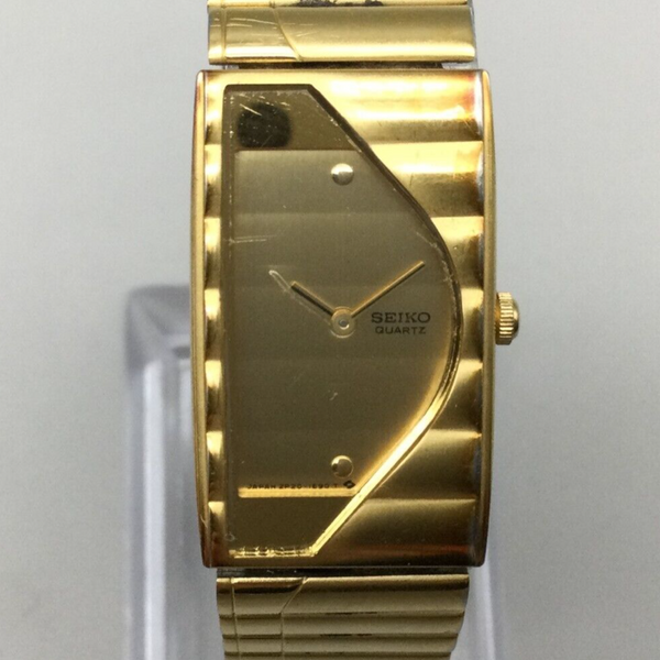 Vintage Seiko Watch Women Gold Tone Rectangle Crescent Dial New Battery ...