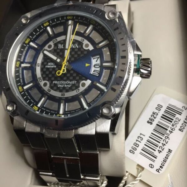 Bulova Model 96B131 Precisionist Champlain Men’s Black/Blue Dial Date ...