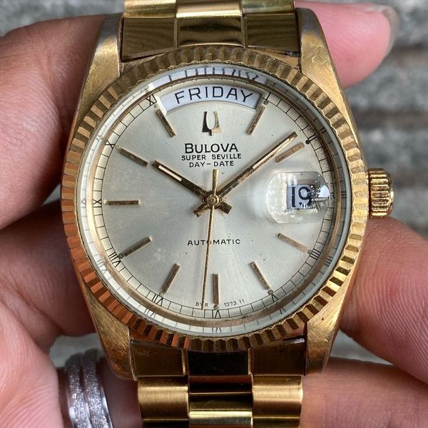 Rare Bulova President Super Seville Day Date Gold Automatic Vintage Men ...