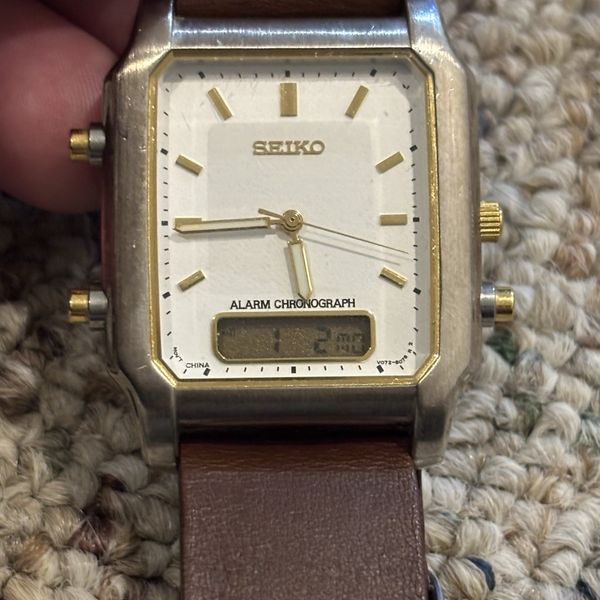 Seiko Alarm Chronograph Digital Analog Two Tone Watch V072-5059 | WatchCharts Marketplace