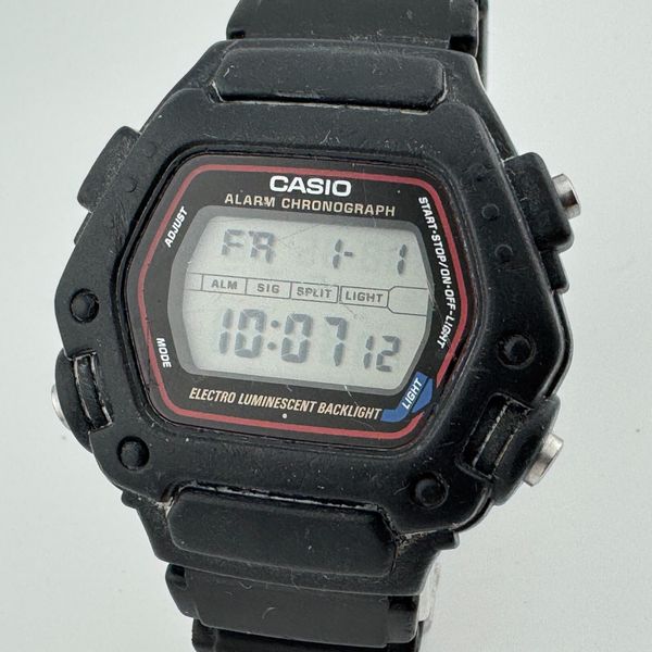 Vintage CASIO Digital Quartz Watch DW-290 Men 200m Black Alarm Chrono ...
