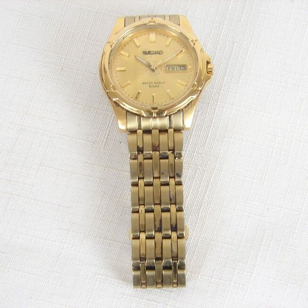 Vintage Seiko Gold Water Resistant 50M Men's Watch V743-8D28 Needs Battery | WatchCharts Marketplace