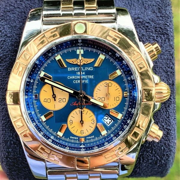 Breitling Chronomat 44 Rose Gold Blue Dial / BOX & PAPERS | WatchCharts ...