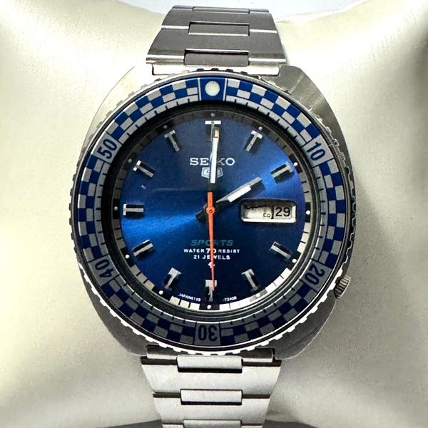 Vintage Seiko 5 Sports Automatic, Rally Diver Checkered Bezel Day- Used. B-1 | WatchCharts ...