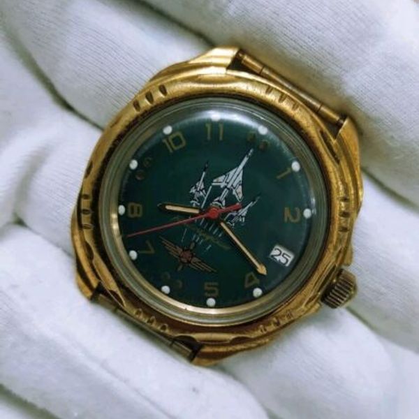 Vintage serviced wristwatch Vostok 17 jewels Soviet Fighter MIG with ...