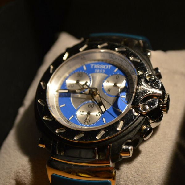 Tissot T-Race T472 Blue Dial Chronograph Blue Rubber Strap Men's Watch ...