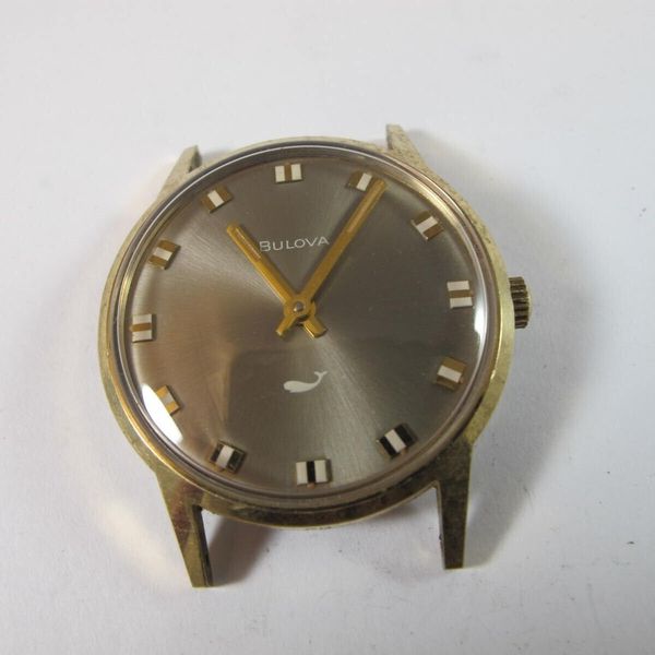 BULOVA MENS 1971 2 HANDED DRESS WATCH WITH WHALE DIAL no reserve ...