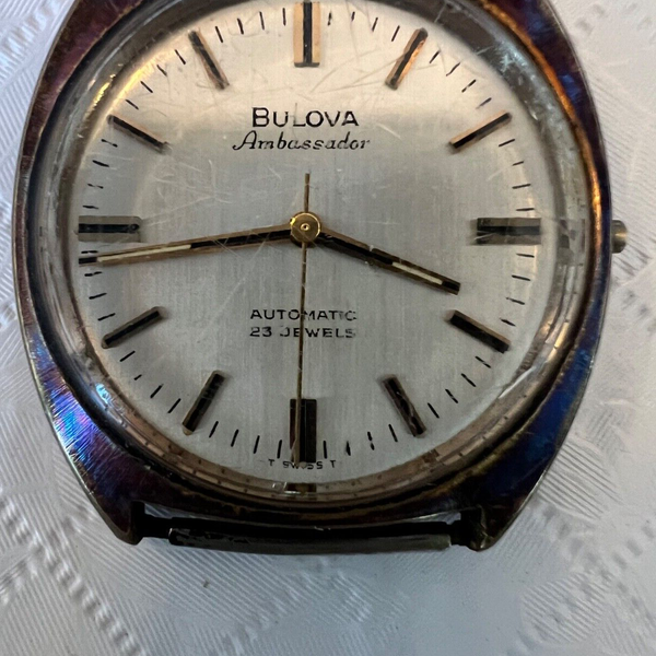 bulova gents watch face only with no crown wheel reference on back 3 ...