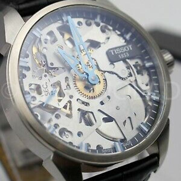 TISSOT T-COMPLICATION SQUELETTE T070.405.16.411.00 MECHANICAL LEATHER ...