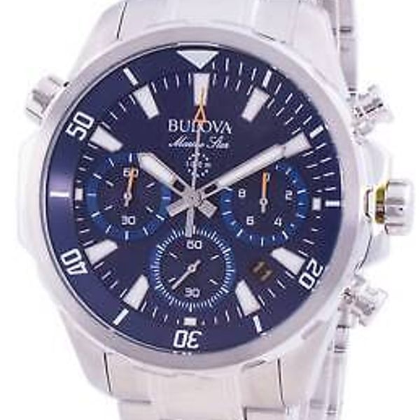 Bulova Marine Star Chronograph Blue Dial Stainless Steel 96B256 100M ...