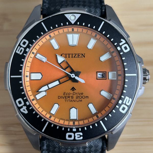 Citizen Titanium Promaster (BN0200-05X) Orange dial solar dive watch ...