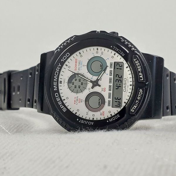 RARE VINTAGE CASIO SPEED MEMORY 100 AW-20 JAPAN ANA-DIGI MEN'S WATCH ...