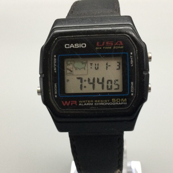 Vtg Casio Digital Watch Unisex Black US Six Time Zone 814 W-54US New ...