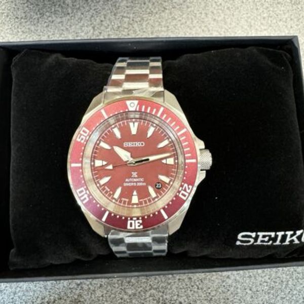 Seiko Prospex Sea Samurai Diver Red Dial Stainless Steel Watch SRPL11 ...