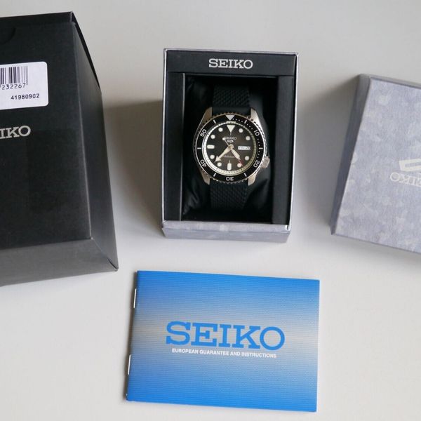 SEIKO 5 Sports Men's Automatic Silicone Strap 42.5mm Watch,Black/Silver ...