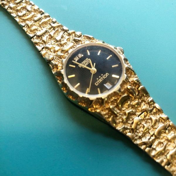 Benrus Quartz Citation Gold Nugget Watch Date Window Non-working, Parts ...