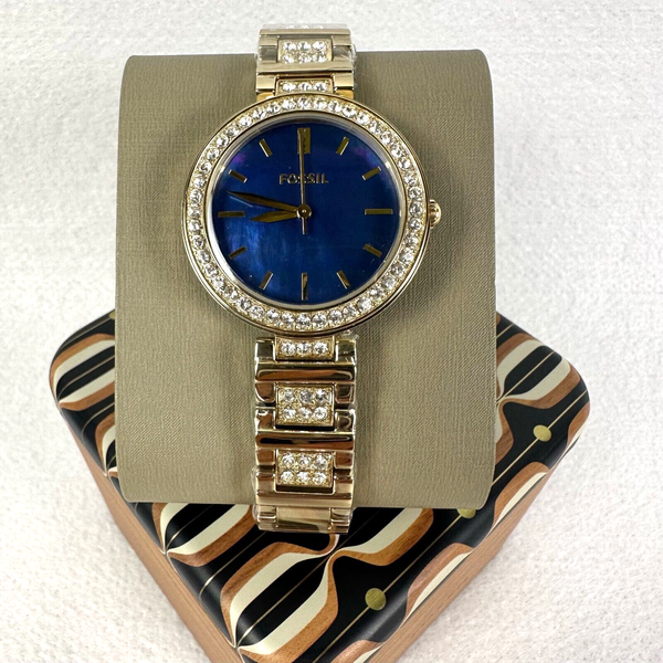 New Fossil Womens Karli Three-Hand Gold-Tone Stainless Steel Watch ...