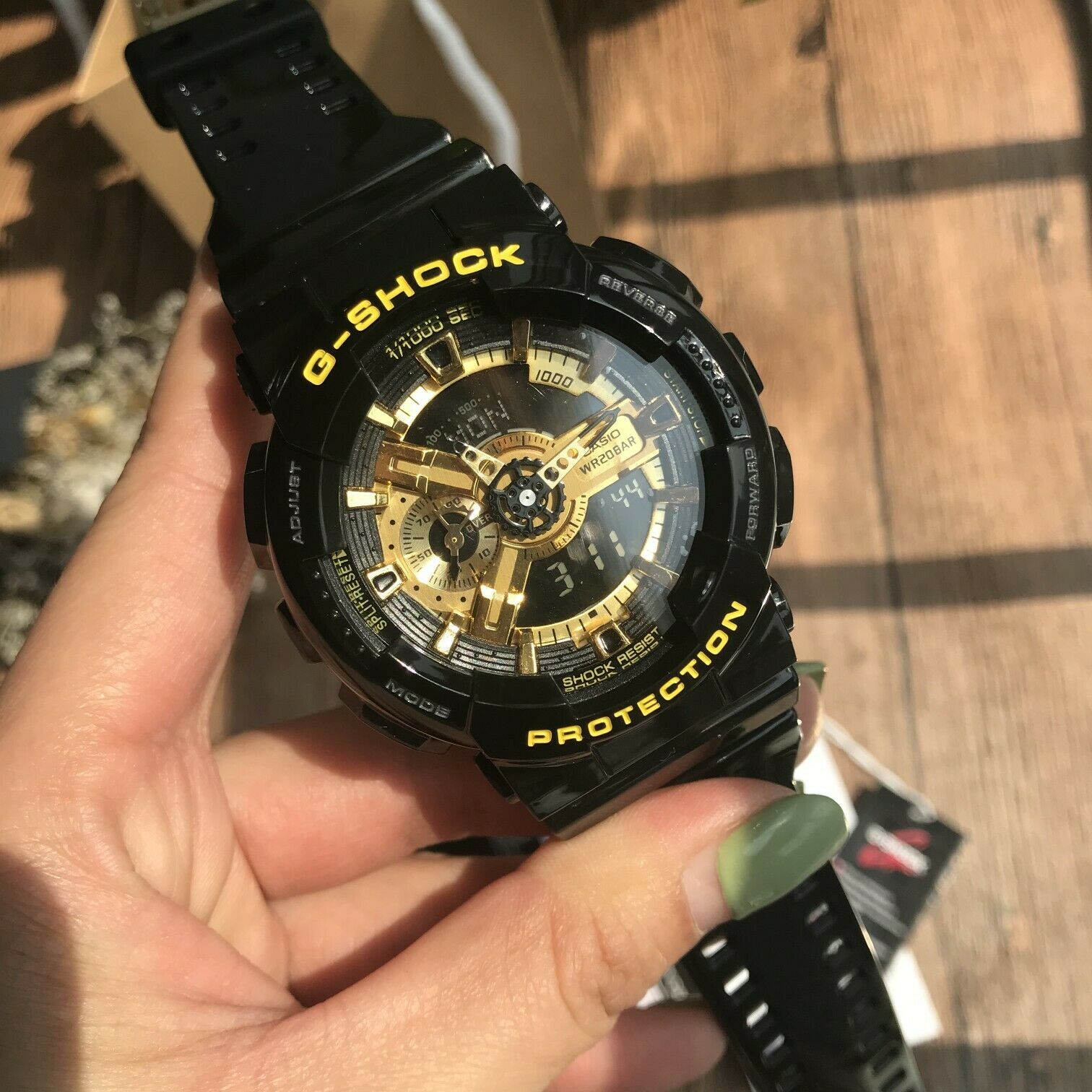 NEW G-Shock GA110GB-1A Men's Watch Black Gold Dial Resin Chronograph ...