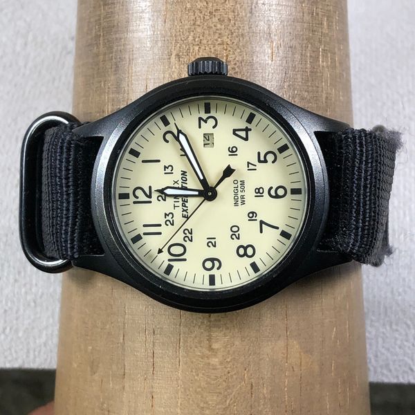 Timex Expedition Men T49963 Scout Indiglo Black Nylon Strap Quartz 40mm ...