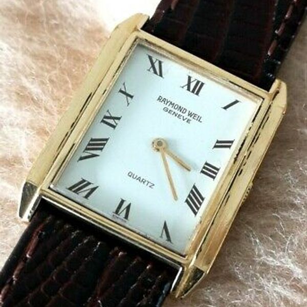 Rare! Raymond Weil TANK Style 20 Microns GOLD PLAQUE Quartz Mid Sized ...