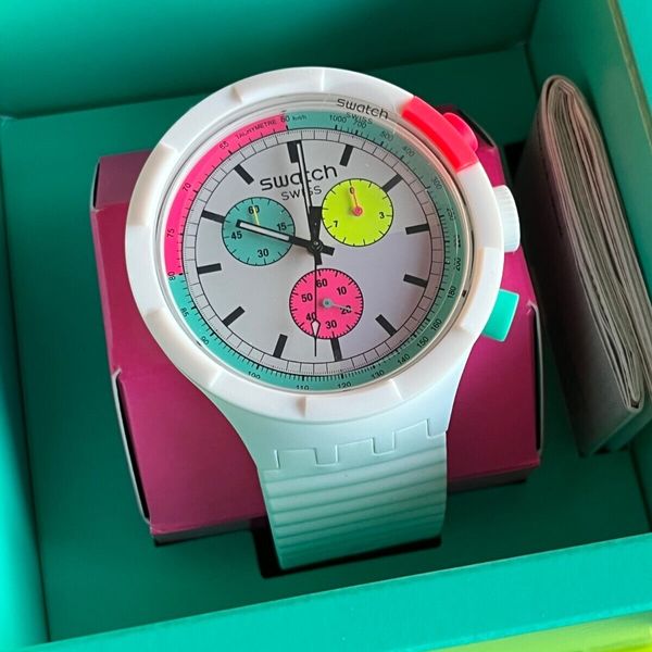 SWATCH Big Bold CHRONO SB06W100 The Purity Of Neon NEW / NEW ...