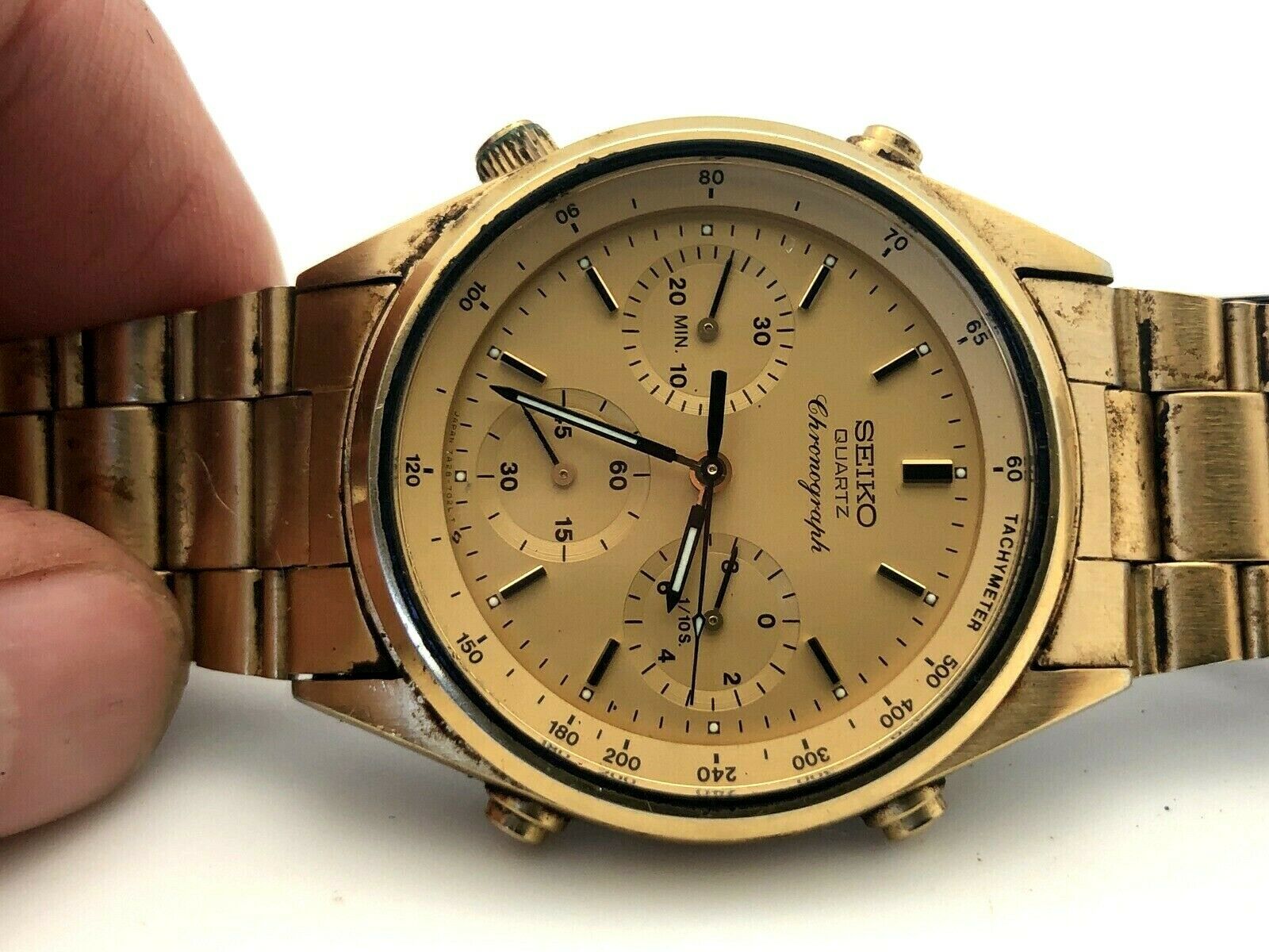 SEIKO Quartz Chronograph 7A28-7029 Gold Filled Bracelet Original Dial Working | WatchCharts ...