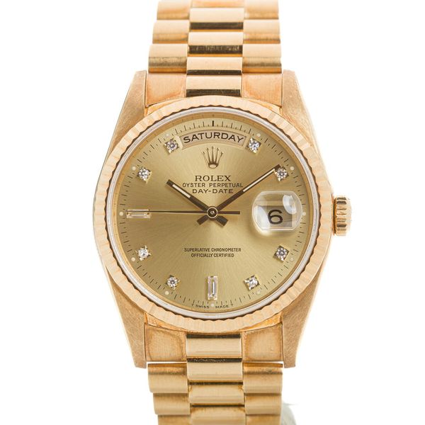 FS: 1990 Rolex Day-Date 18238 Champagne Diamond Dial with Box and ...