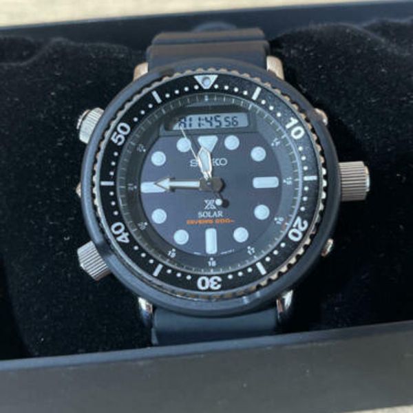 Seiko SNJ025 Prospex Men's Solar Divers Automatic Wrist Watch Black 47 ...