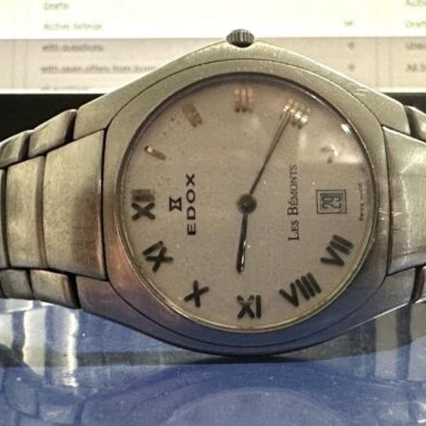 EDOX Les Bemonts Ultra Slim 27006 Silver Dial 35mm Mens Quartz Watch ...