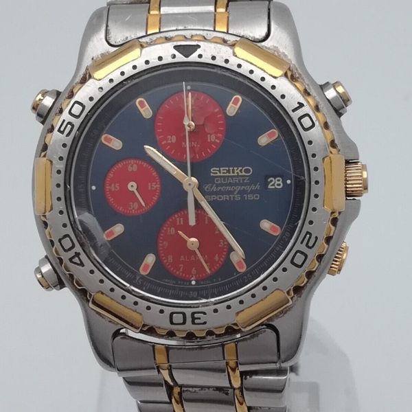 Seiko Men's Watch, 7T32-6B89, Chronograph, Date Display, Alarm, Watch Runs, Part Faulty ...