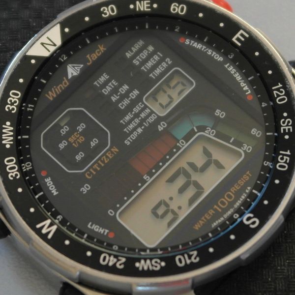 Vintage CITIZEN Wind Jack 1990 Windsurfing Digital Men's Watch D060 ...