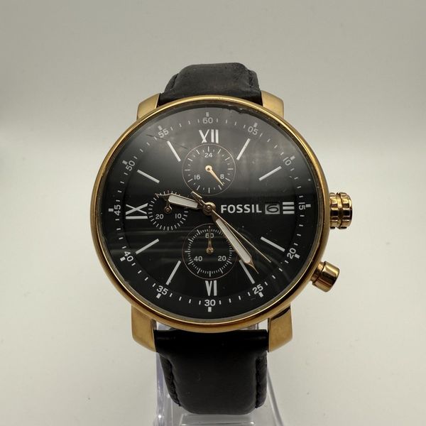 Fossil Rhett Men's Watch Black Dial Rose Gold Tone Chronograph Watch ...