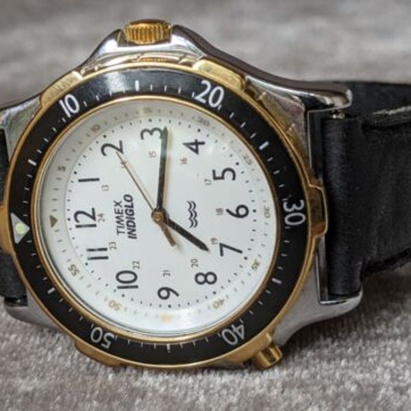 Timex TB7 Indiglo 37mm Quartz Watch Rotating Bezel Works Great ...