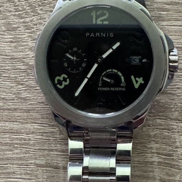 PARNIS Men's Automatic Watch Power Reserve Large Dial | WatchCharts ...