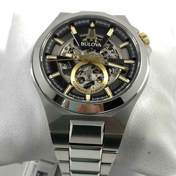 Bulova Maquina Automatic Skeleton Dial Stainless Steel Men's Watch ...