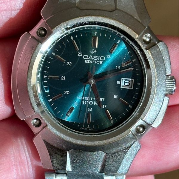 Rare Emerald green dial Casio MTP-3036 Edifice Quartz watch new battery ...