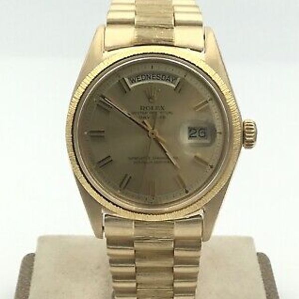 Rolex 18k Gold Day Date President Bark Watch 1803 With Box Vintage 1967 ...