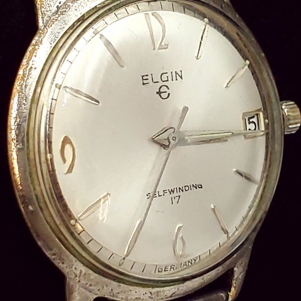 Vintage Elgin Silver Tone Self Winding Men's Watch - Working ...