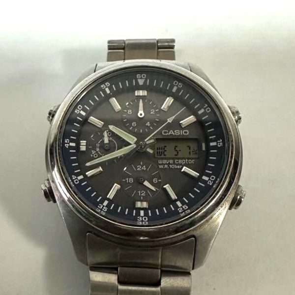 CASIO WVQ-500DJ Wave Ceptor Chronograph Blue Gray Dial Solar Watch ...