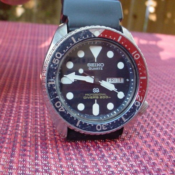 SEIKO QUARTZ PROFESSIONAL DIVERS 200M WATCH PEPSI BEZEL 7C43-7009 ...