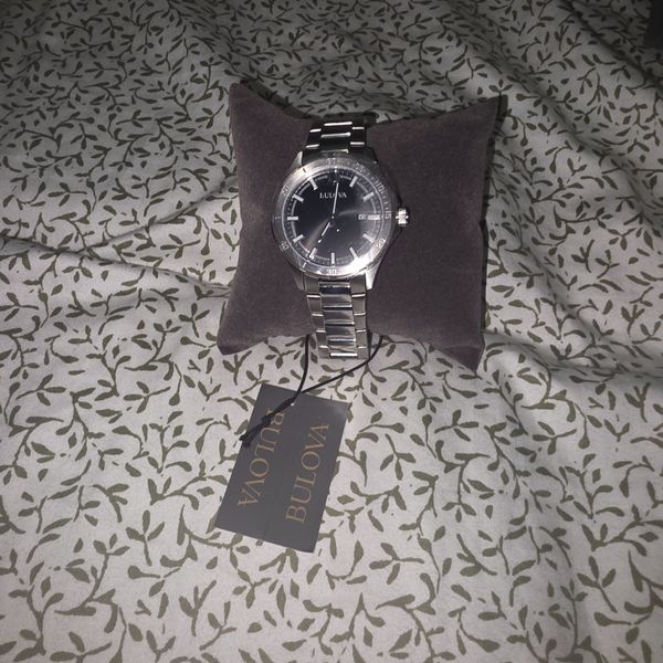 Bulova Men's Watch 96B377 Silver Marine Star with Black Dial BRAND NEW ...