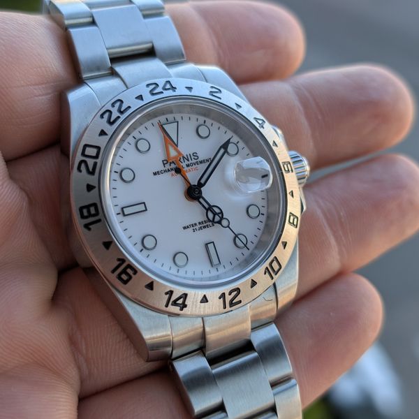Mens Parnis Automatic GMT Homage Watch All Stainless Steel ...