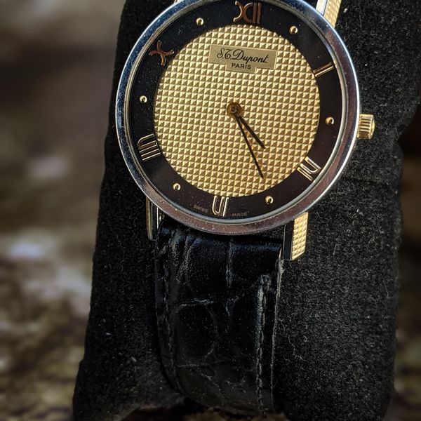 [wts] S.T DUPONT HONEYCOMB RONDE PARIS Gold watch ref 199.11 swiss ...