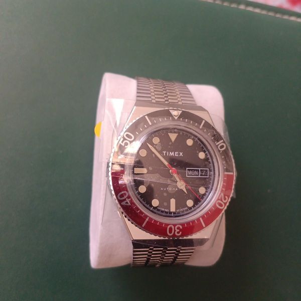 Timex Men's M79 Automatic 40mm Watch Black and Red Pepsi Bezel ...