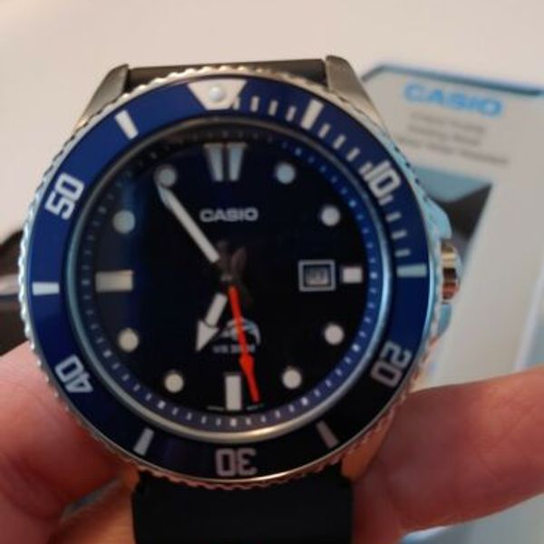 Casio MDV106B-2ATN, Analog Blue Face Duro Marlin RARE ORANGE SECOND ...