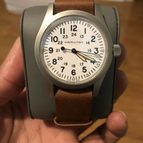 Hamilton Khaki Field Men's Black Watch with Brown Leather Band ...