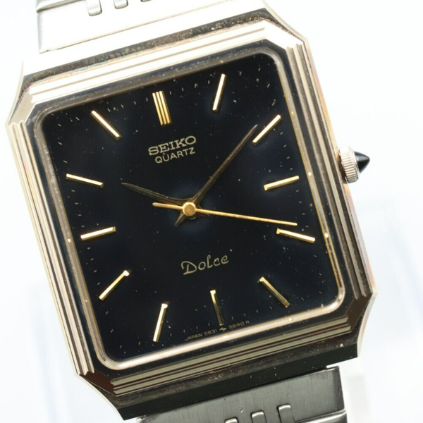 *Exc+5* Vintage SEIKO Dolce 5931-5490 Quartz Black Dial Square Mens Watch JAPAN | WatchCharts ...