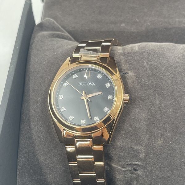 Bulova Women's Surveyor Diamond Accent Bracelet Watch Rose Gold-Tone ...